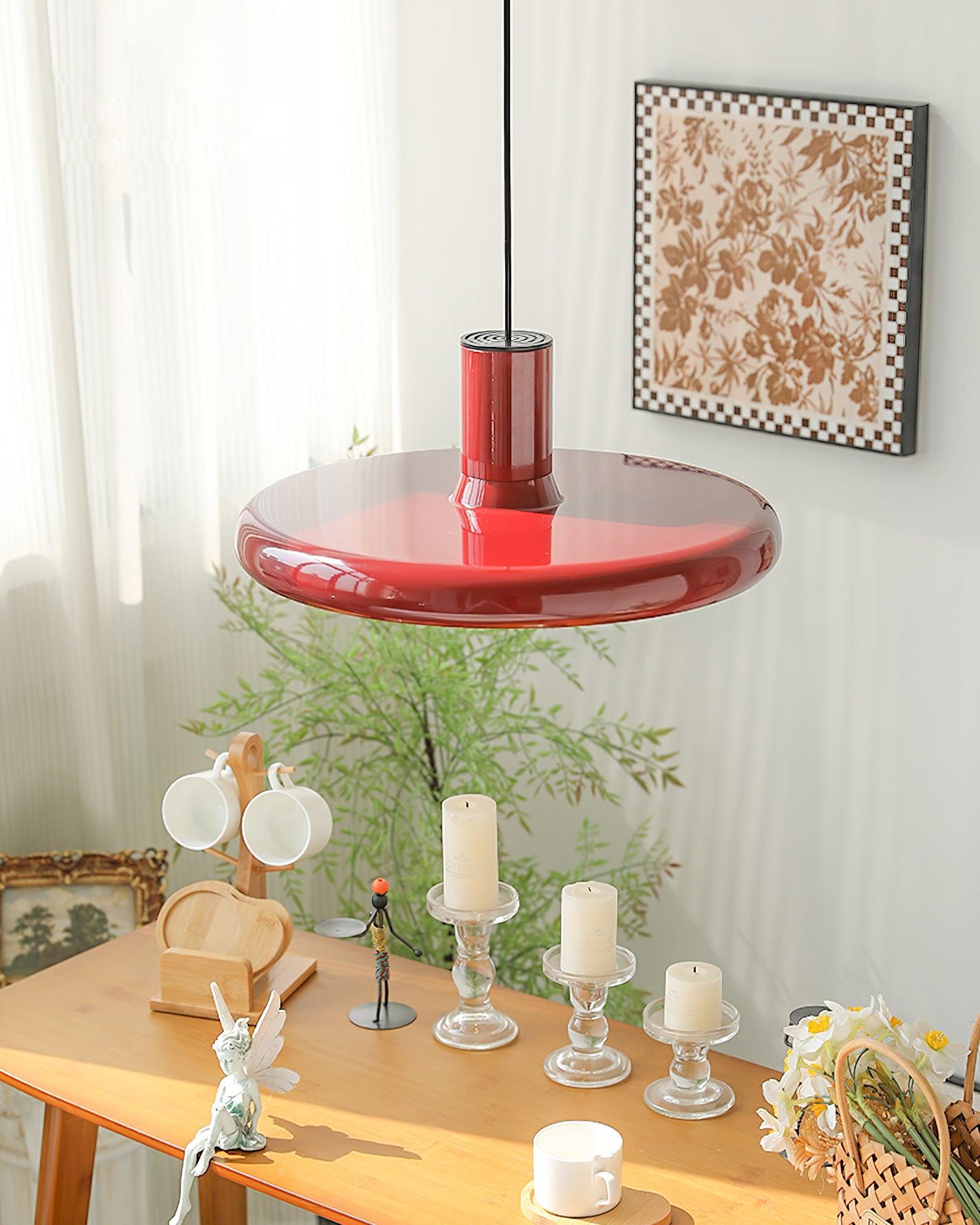Red Frisbee Pendant Lamp 18.9″- 10.6″ - Docos